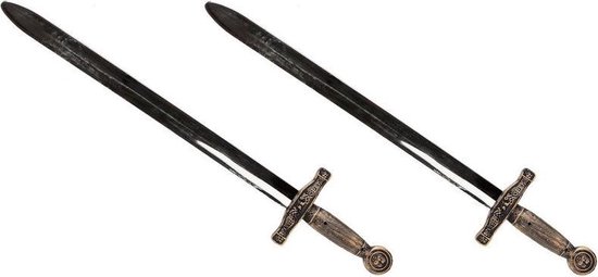 2x Speelgoed ridder verkleed zwaard goud/zilver 63 cm - Middeleeuwse ...