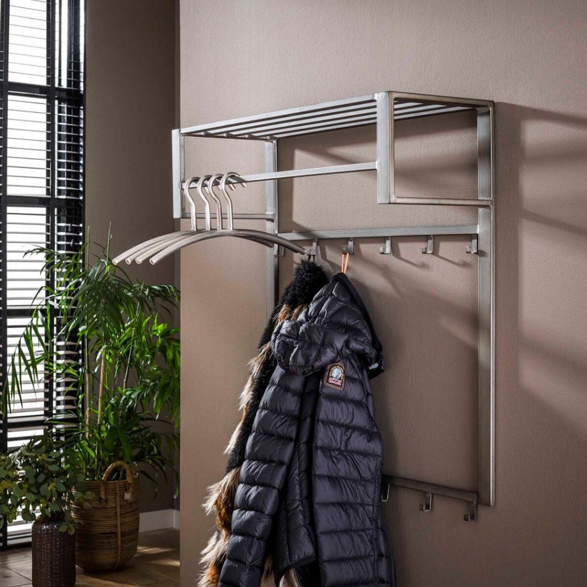 Industry kapstok 2x6 haken/roede met hoedenplank | bol.com
