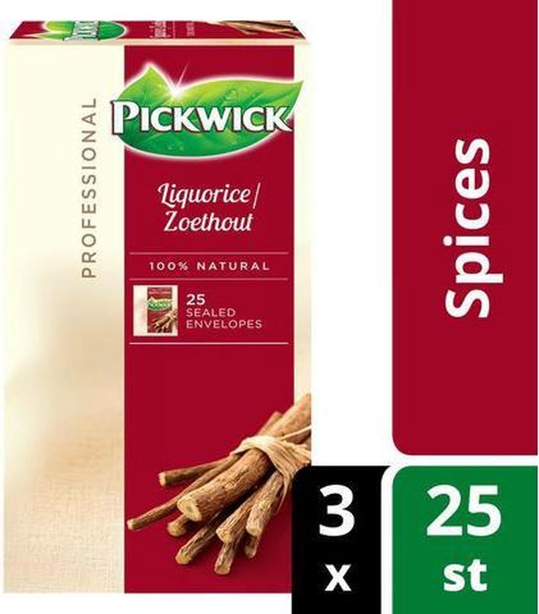 Thee Pickwick zoethout 25x 2 gr met envelop - 3 stuks | bol.com
