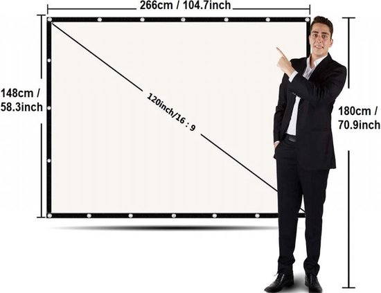 Écran de projection à écran Beamer 120 pouces 16: 9, léger 385 grammes ...