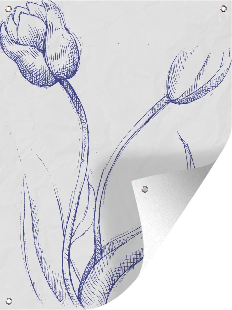 Tuin decoratie getekende blauwe tulpen - 30x40 cm - Tuindoek | bol.com
