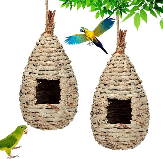 Vogelhuisje gras vogelnest handgeweven slijtvast hangend vogelnest voor ...