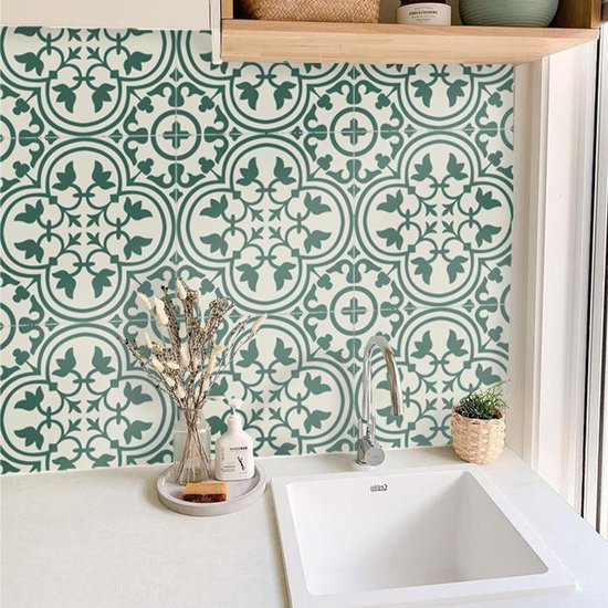 Green Moroccan Tile Sticker - Self-Adhesive Transfer Stickers for ...
