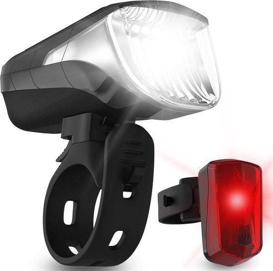 StVZO-goedgekeurde fietsverlichtingsset met USB-batterijwerking en 85 uur lichtduur -... | bol