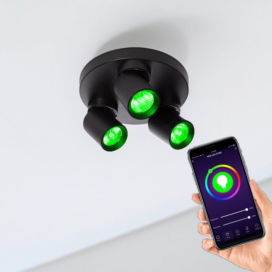 Smart opbouw plafond spot 3-voudig | Zwart | Hue compatible | Incl. Wi ...