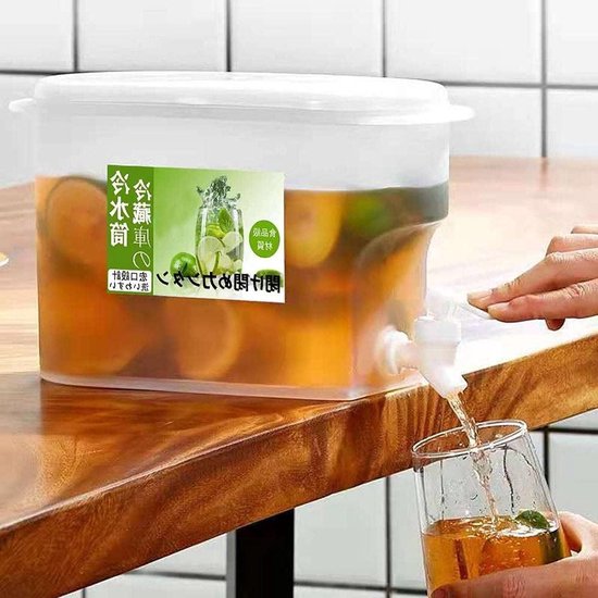 Drink Dispenser with Tap - 3.5L Juice Dispenser for Refrigerator - Cold ...