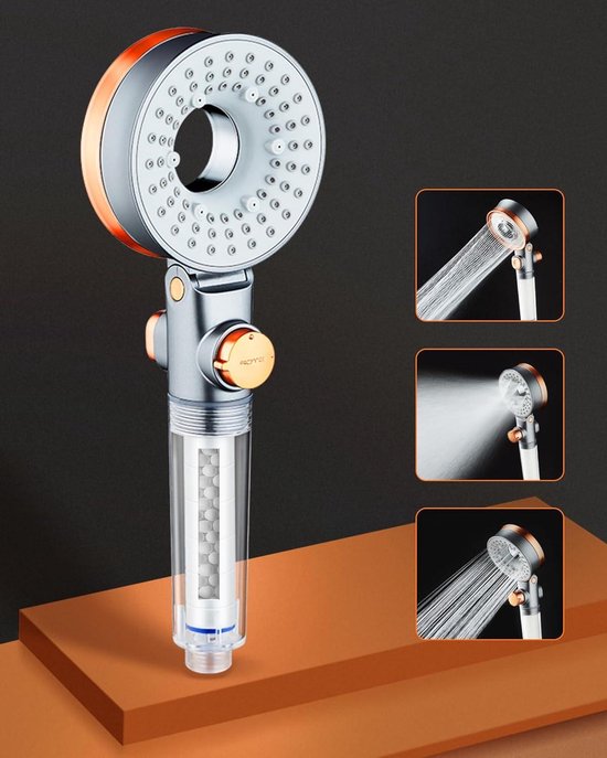 Douchekop met Filter - Waterbesparend - Hogedruk - 3 Straalsoorten ...