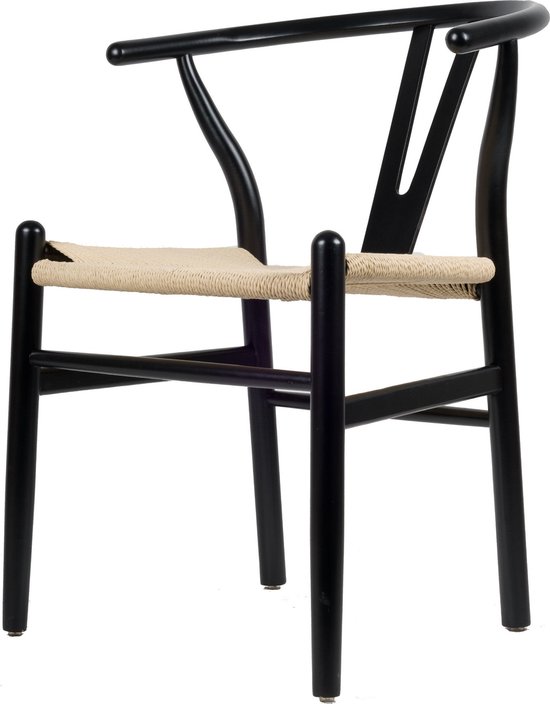 Usuals - Vida Eetkamerstoel - Zwart/Natural - Beuk hout - Wishbone ...