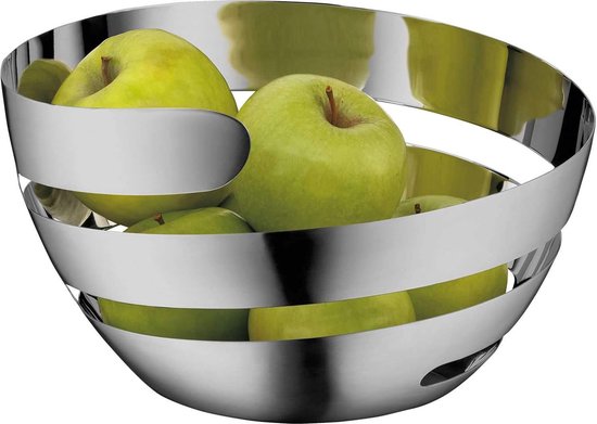 fruitmand groot 26 cm, decoratieve fruitschaal, broodmand, Cromargan ...