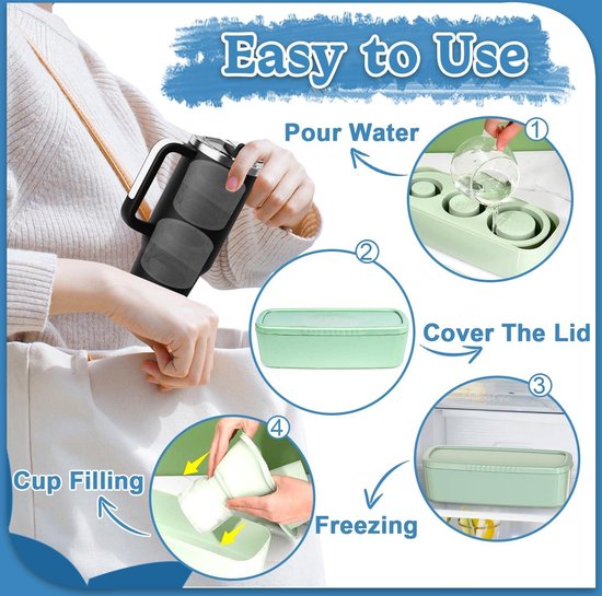 Siliconen ijsblokjesvormen 20/30/40 oz - Cilinder voor Stanley Cup ...