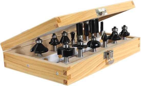 15-delig bovenfreesset - 8 mm schacht - wolfraamcarbide houtfrees met ...