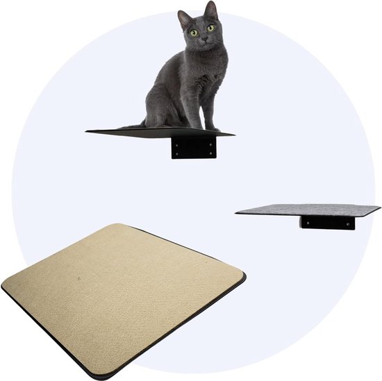 Katten muur plankjes klim 3 stuks Krabplank Katten klimmuur Zand Vilt ...