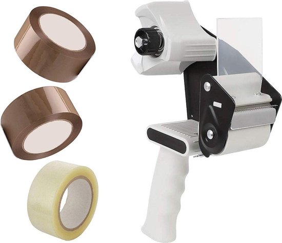 Tape afroller met dispenser pistool - 3 rollen plakband bruin ...
