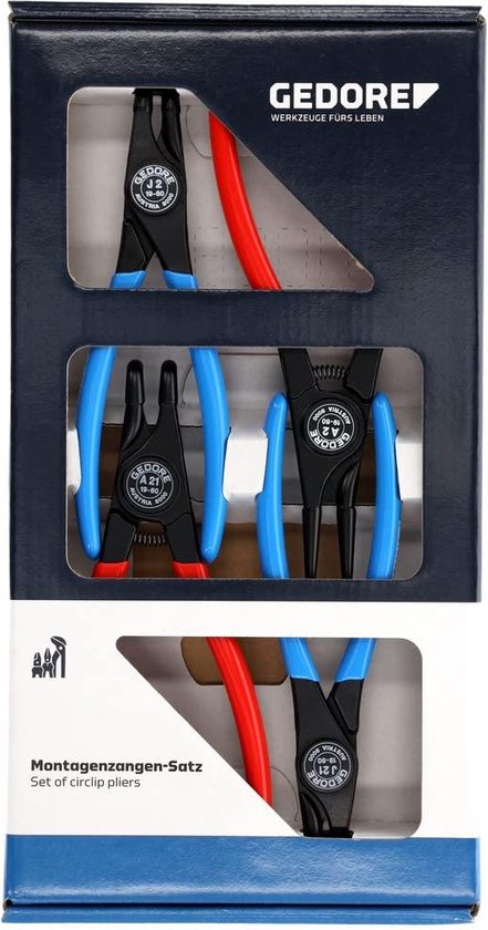 Montagetangset 4-delig - Voor binnen- en buitenborgringen - Recht en 90 ...