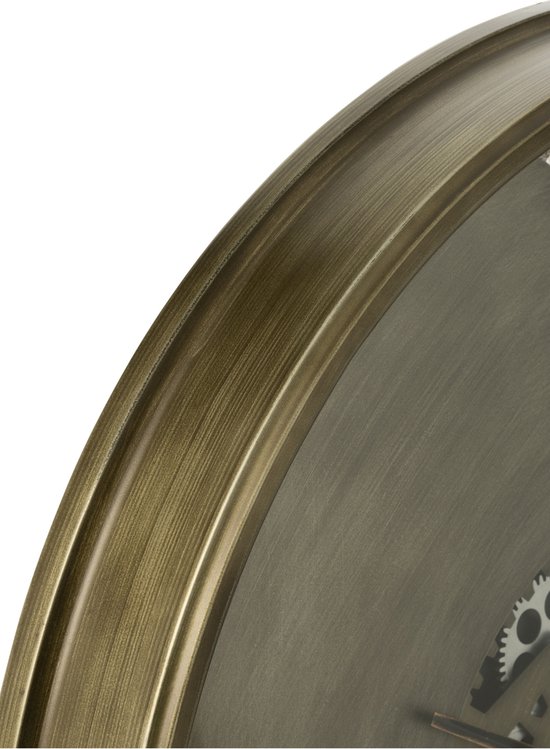 J-Line klok Rond 4 Romeinse Cijfers Tandwielen - metaal - koper - Ø 80 ...