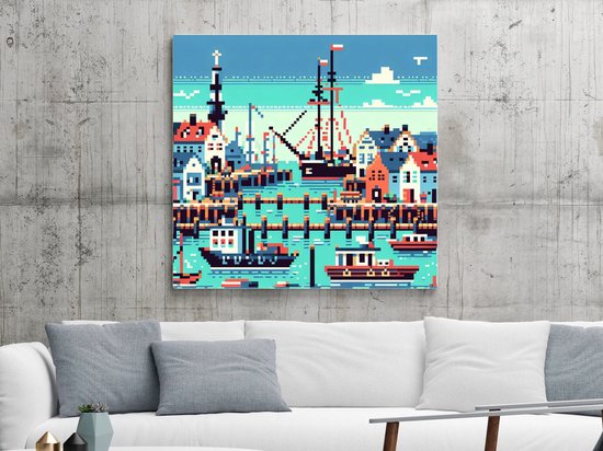 Pixel art haven schilderij | Geomorfische schittering: de digitale ...