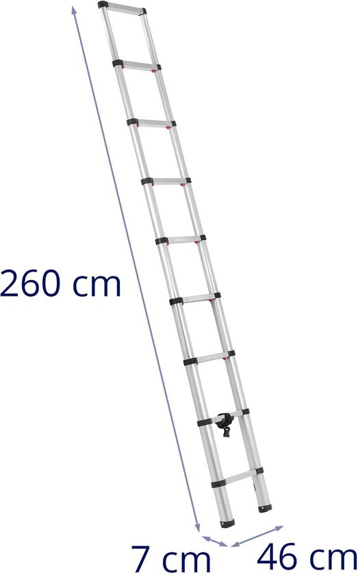 Telescopische ladder - 8 treden - aluminium - hoogte: 0.75 - 2.60 m ...