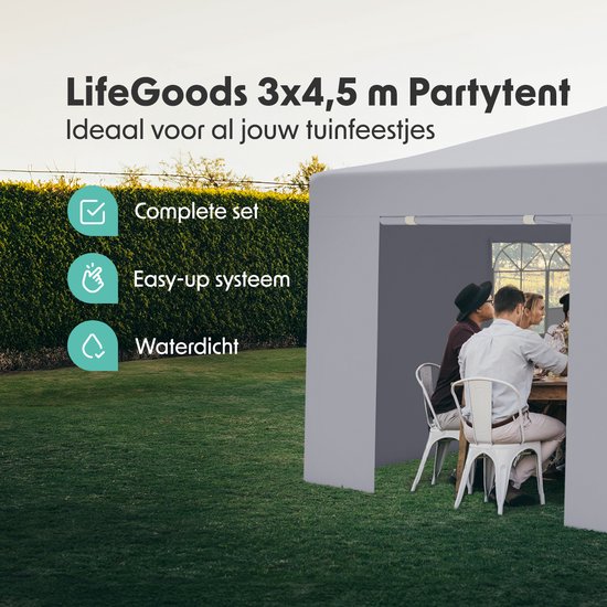 LifeGoods Partytent - Paviljoen - 3x4.5 m - Zijwanden - Easy Up ...