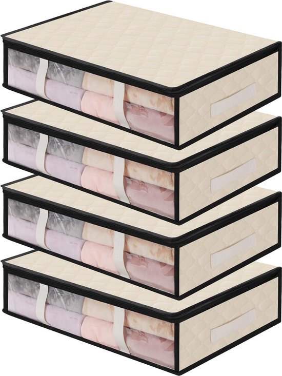 Opbergbox voor onder het bed, Set van 4 opbergboxen voor onder het bed met kijkvenster... | bol