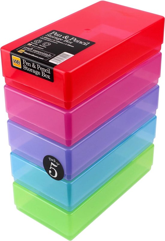 Plastic opbergdozen voor pennen en potloden (gemengd/transparant, 5 ...