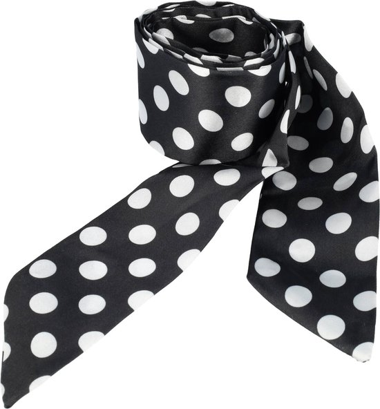 Haarsoires Haarband haarsjaaltje - Stippen patroon 180cm - Wit zwart ...
