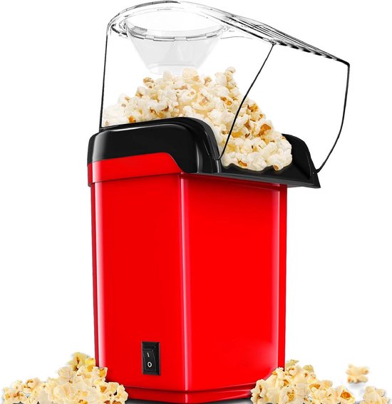 Popcornmachine met hete lucht - gezond olievrij - retro rood - maatschep - afneembaar... | bol