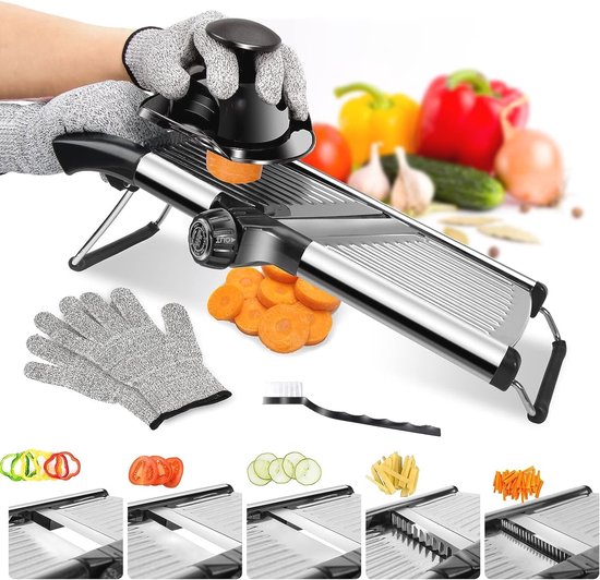 Verstelbare Groentesnijder met V-Lemmet - Professionele Mandoline ...