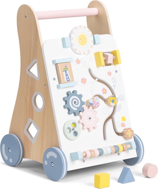 Houten Loopstoel met Interactief Speelcentrum - Duwwagen voor Baby's ...