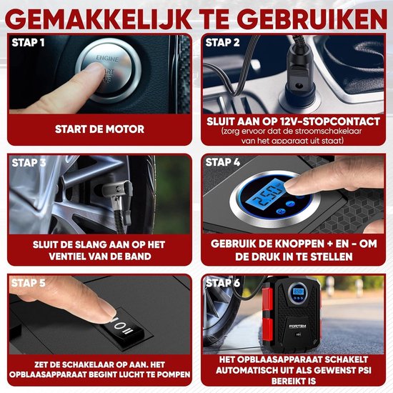 Fietspomp Draagbare Luchtcompressor 12 V Elektrische Pomp Met Ledlicht ...