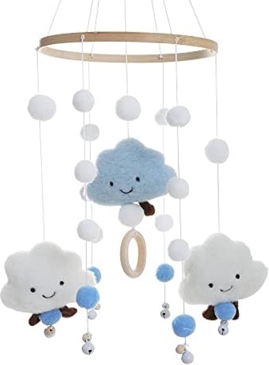 Mobiele Baby Windgong, Wolk Pop Windspel, Mobiel Baby Hout met Vilten ...