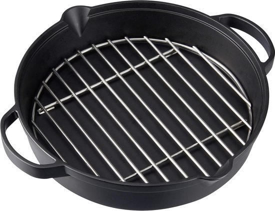 Grote ronde grillpan met roestvrij stalen rooster - Ø 316 cm ...