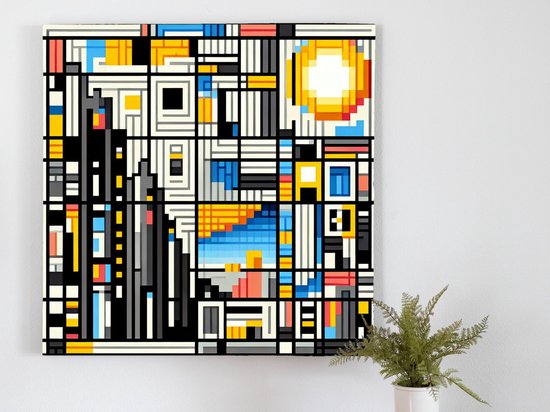 Pixel art mondriaan schilderij | Pixelated geometric masterpiece ...