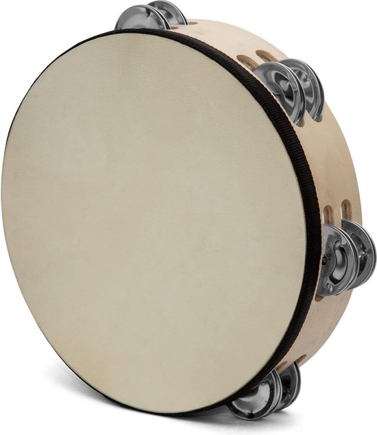 Houten Tamboerijn - Dubbele Rij Jingles - Naturel - 10 inch - 25cm | bol