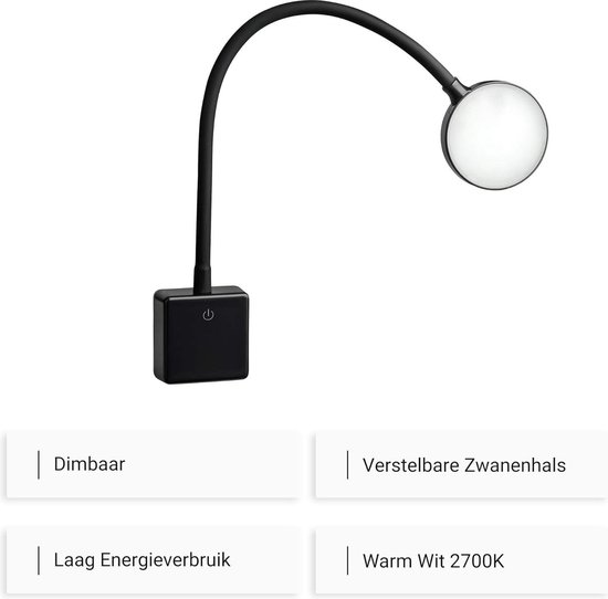 2x Dimbare Zwart LED Stopcontact Wandlamp - Stekkerlamp met Stekker ...