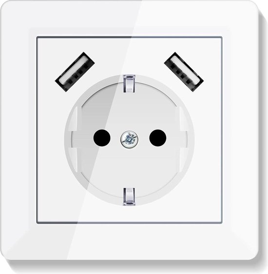 Wit USB-stopcontact met 2 laders voor mobiele telefoons en tablets ...