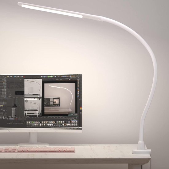 Bureaulamp dimbaar led klemlamp 4 kleuren 5 helderheidsniveaus flexibel ...
