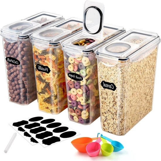 Plastic Food Storage Containers 3.7L Airtight Cereal Storage Containers ...
