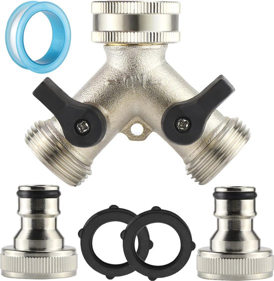 2-weg Y verdeler 3/4 inch voor kranen met onafhankelijke aan/uit ventielen | bol