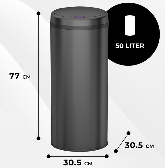 Bayt Prullenbak - Prullenbak 50 Liter - Prullenbak met Sensor ...