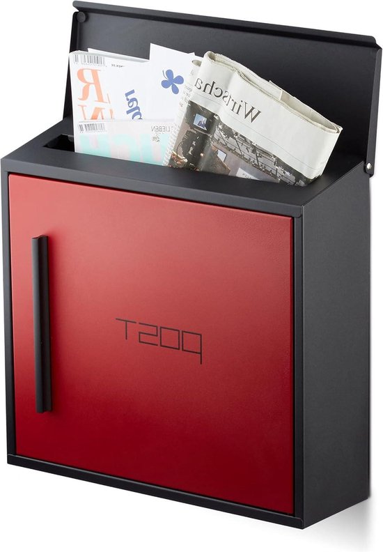 Moderne brievenbus tweekleurig design A4 formaat inworp staal groot ...