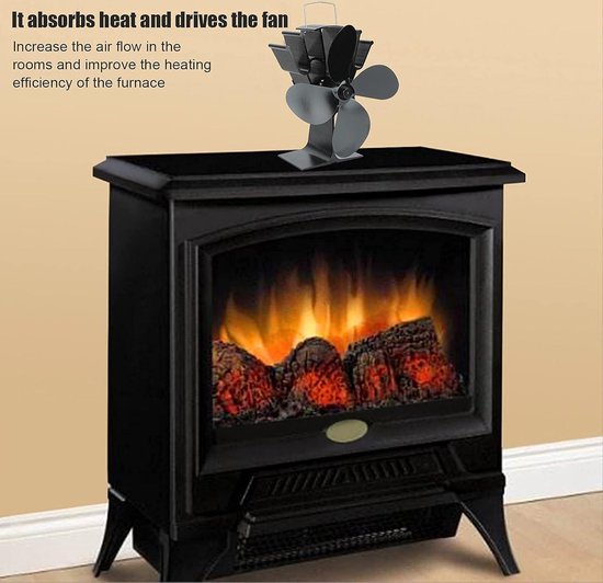 4 Blade Warmte Aangedreven Haard Kachel Ventilator - Hout Log Brander ...