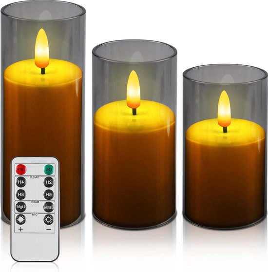 Led Kaarsen met Bewegende Vlam Set van 3 | Flikkerende Vlam met Timer ...
