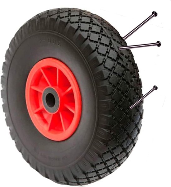 3.00-4 260 x 75 cm massief wiel met rollagers en lekbestendige wagen | bol