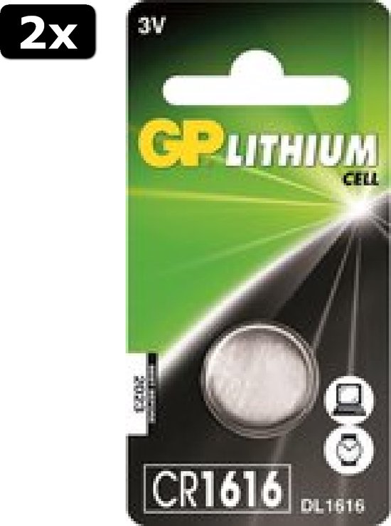 2x GP Lithium knoopcel CR1616 blister 1 | bol.com