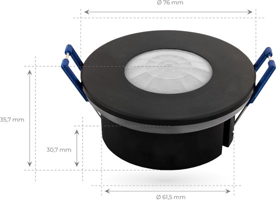 Ledvion - Bewegingsmelder Zwart - Inbouw - Schemerschakelaar - IP65 ...