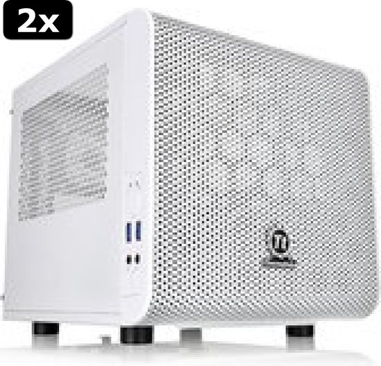 2x Thermaltake Core V1 Snow Mini-ITX Cube Case With Side Window - White ...