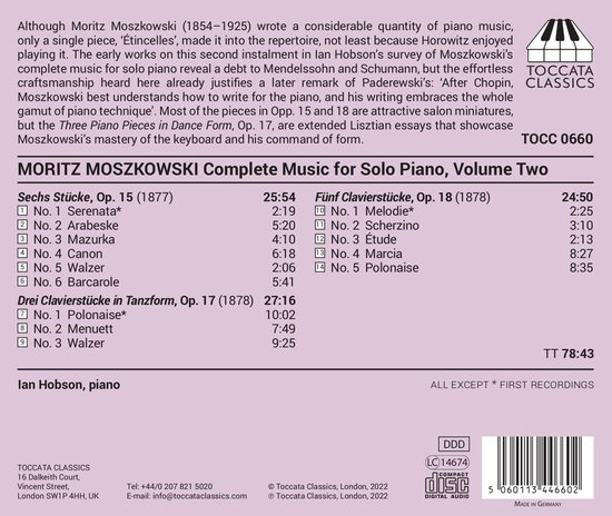 Moritz Moszkowski: Complete Music for Solo Piano, Ian Hobson | Muziek ...