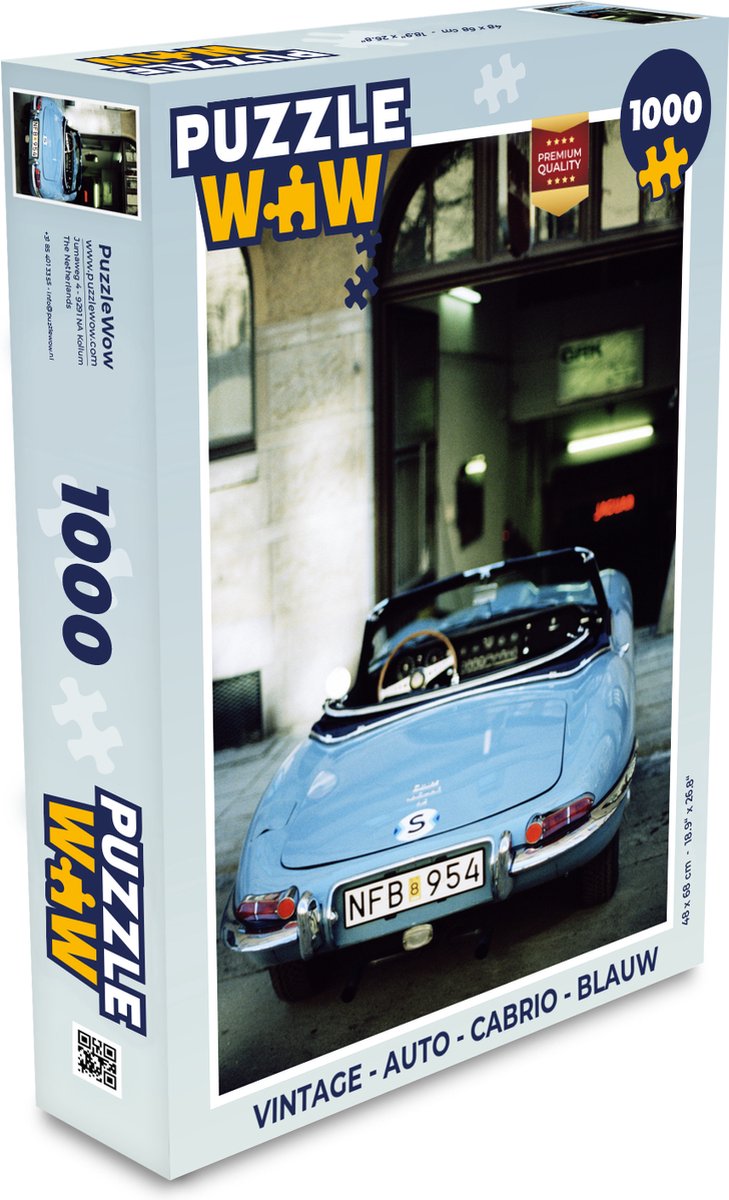 Puzzel Vintage - Auto - Cabrio - Blauw - Legpuzzel - Puzzel 1000 ...