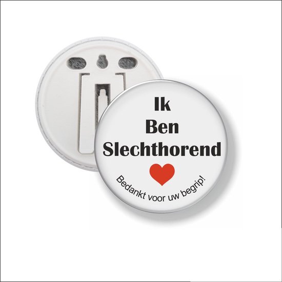 Button Met Clip 58 MM - Ik Ben Slechthorend | bol