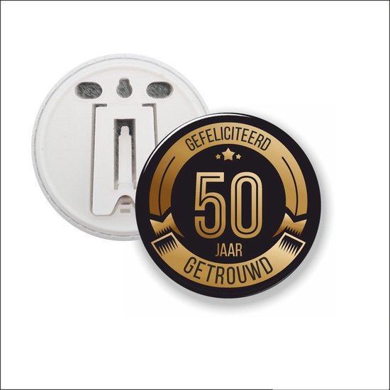 Button Met Clip 58 MM - Gefeliciteerd 50 Jaar Getrouwd | bol